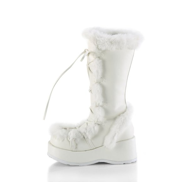 Demonia | Shoes | Demonia Cubby 31 White Vegan Leather Mid Calf Boot ...